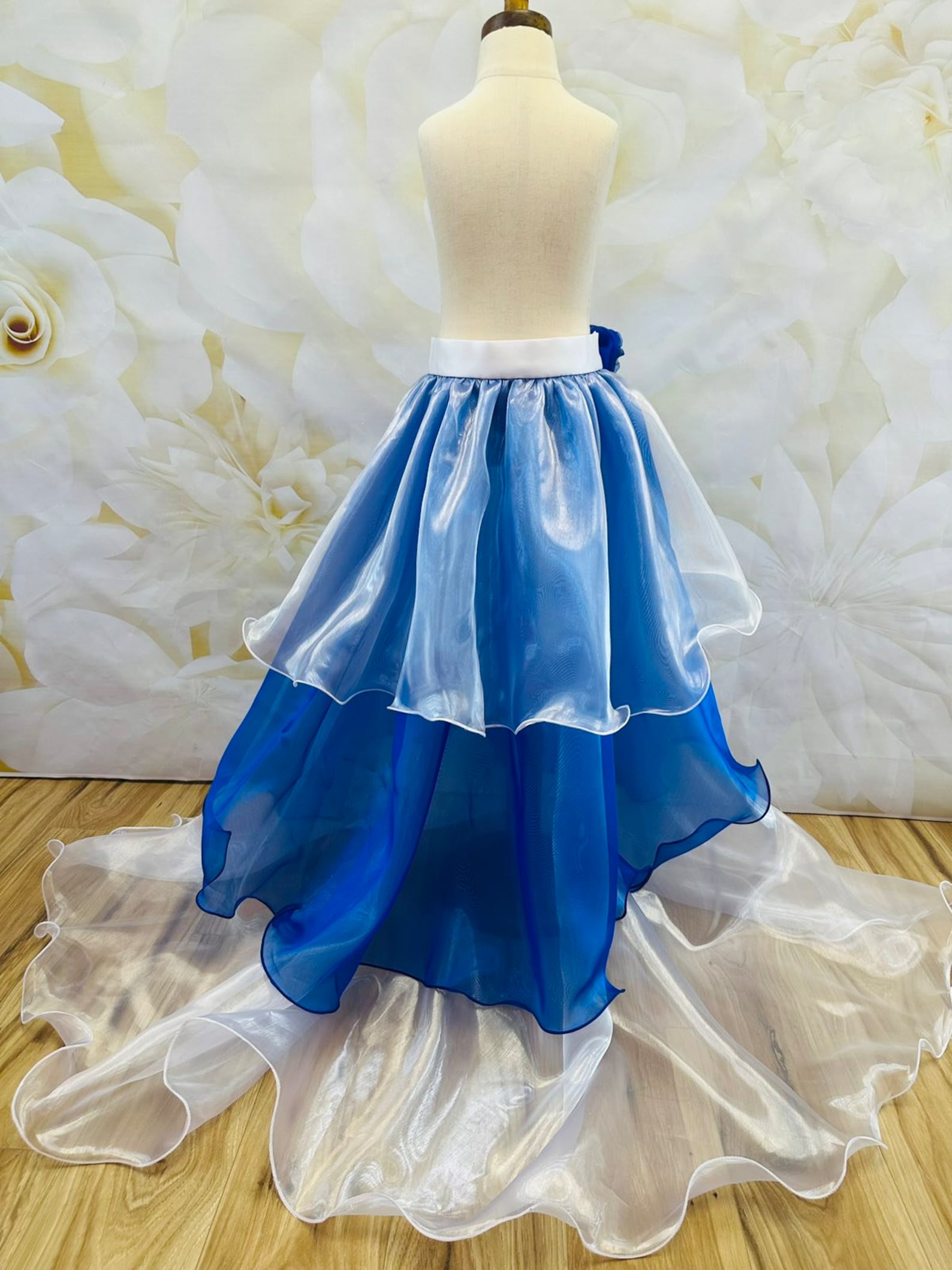 White Organza Pageant Runway Skirt Girls White Waist Cape White Fun ...