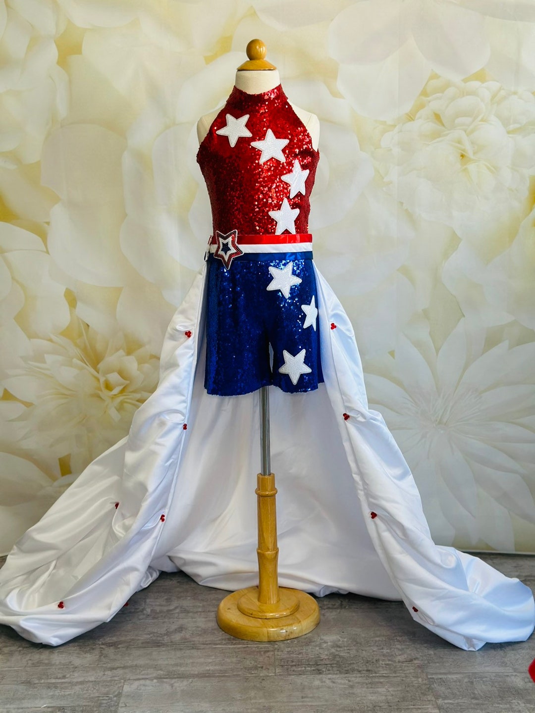Red White Blue Jumpsuit Pageant Fun Fashion Girls Sequins Sparkly ...