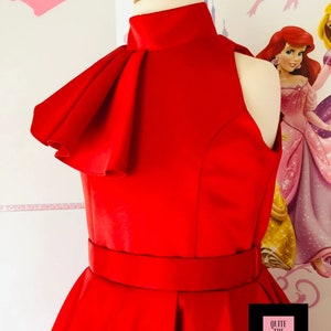 Red Interview Dress Pageant Dress With Belt Girls Satin Fluffy Dress ...