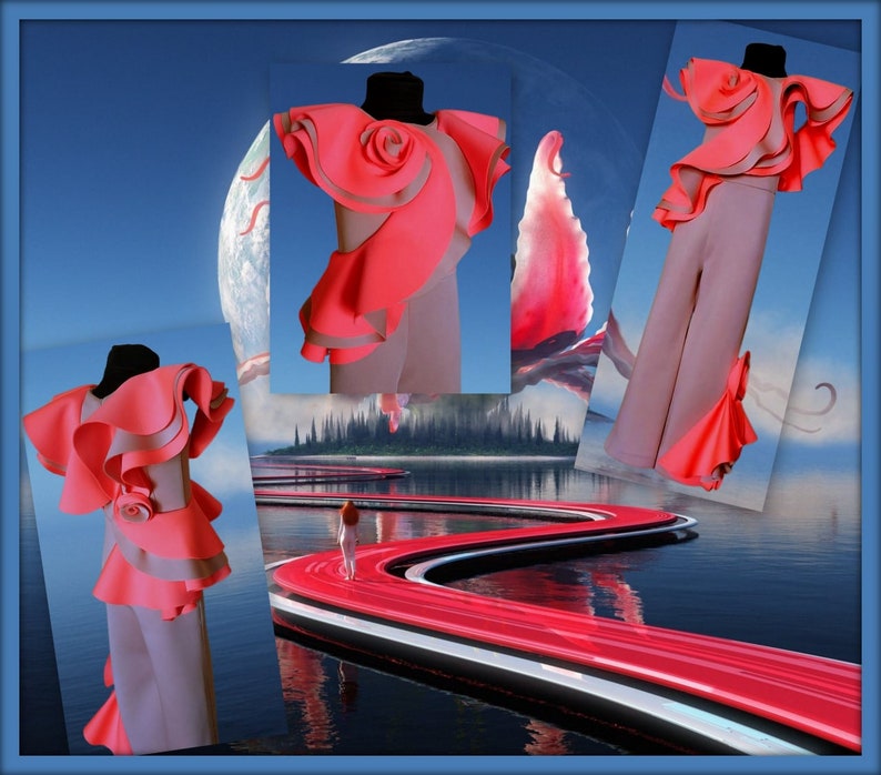 Peach Orange Jumpsuit Unique Pageant Runway Outfit Girls - Etsy