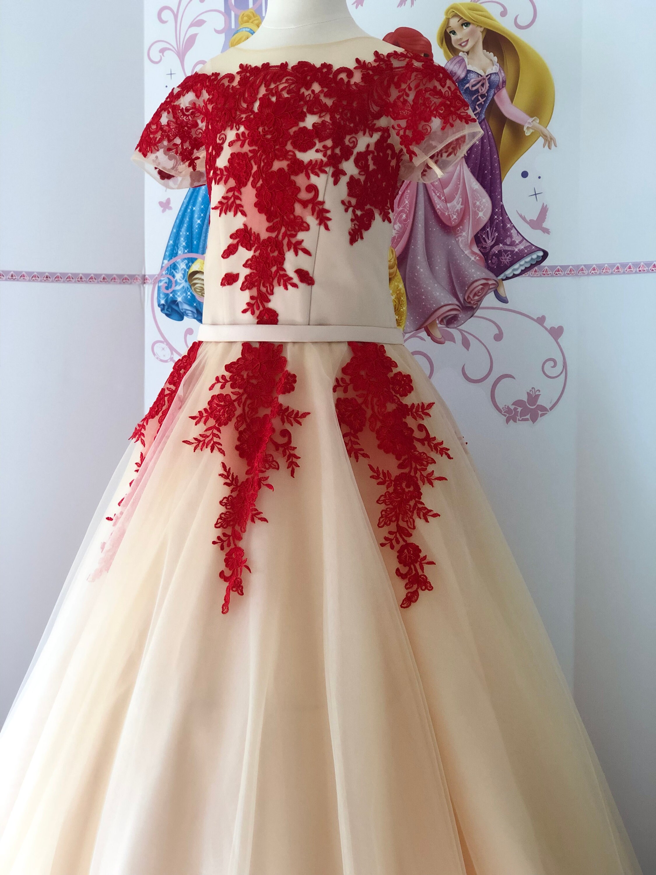 Red Beige Dress Pageant Prom Formal Girls Ball Gown Party - Etsy