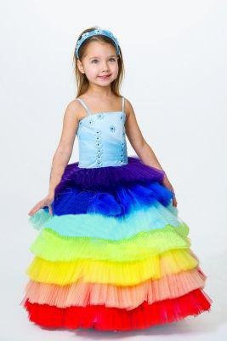 Rainbow Dress Carnival Outfit Multi Colors Girls Fun Fashion Flowers ...