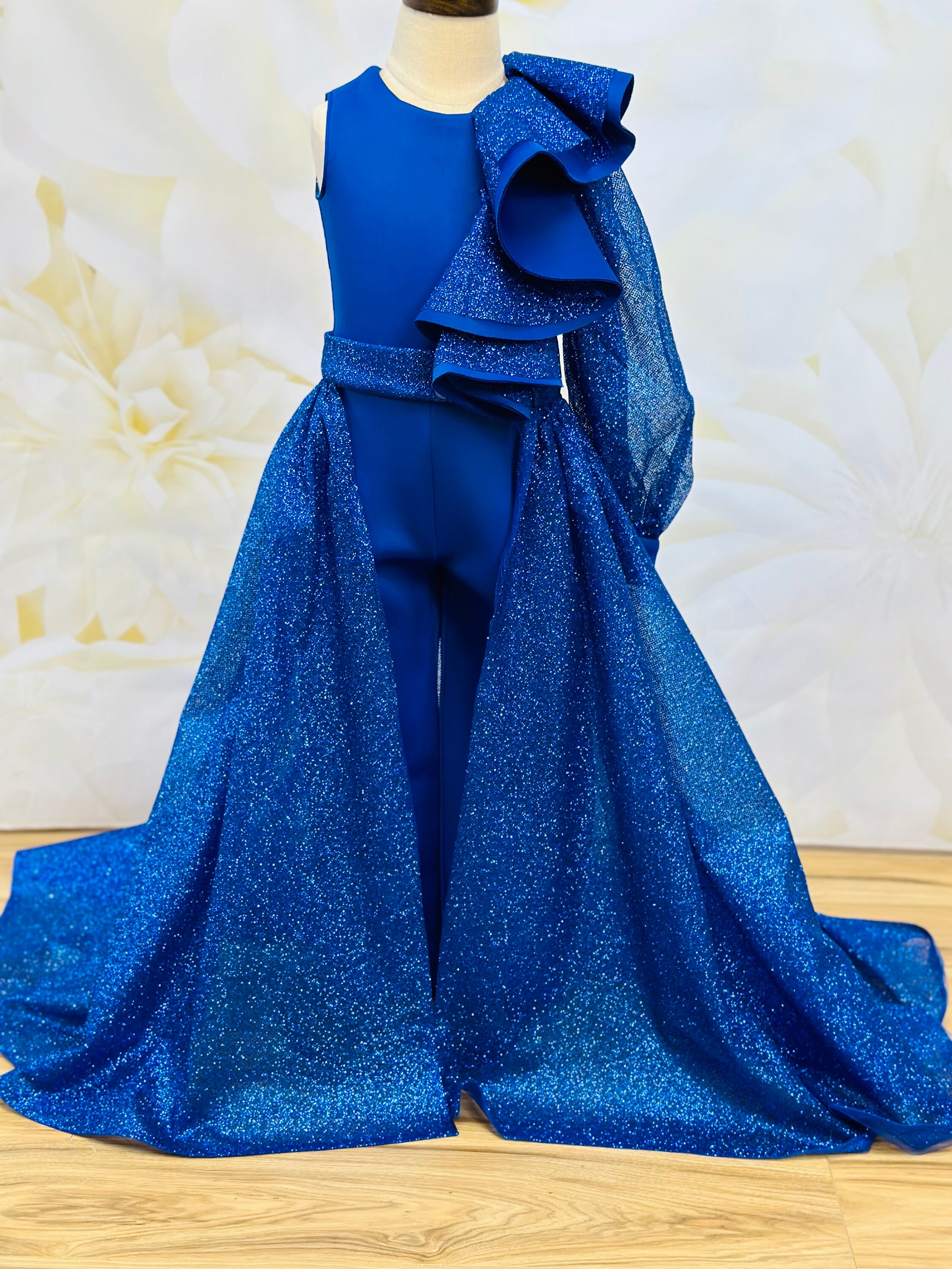 Orange Sparkly Jumpsuit Pageant Runway Outfit Girls Neoprene Jumpsuit ...