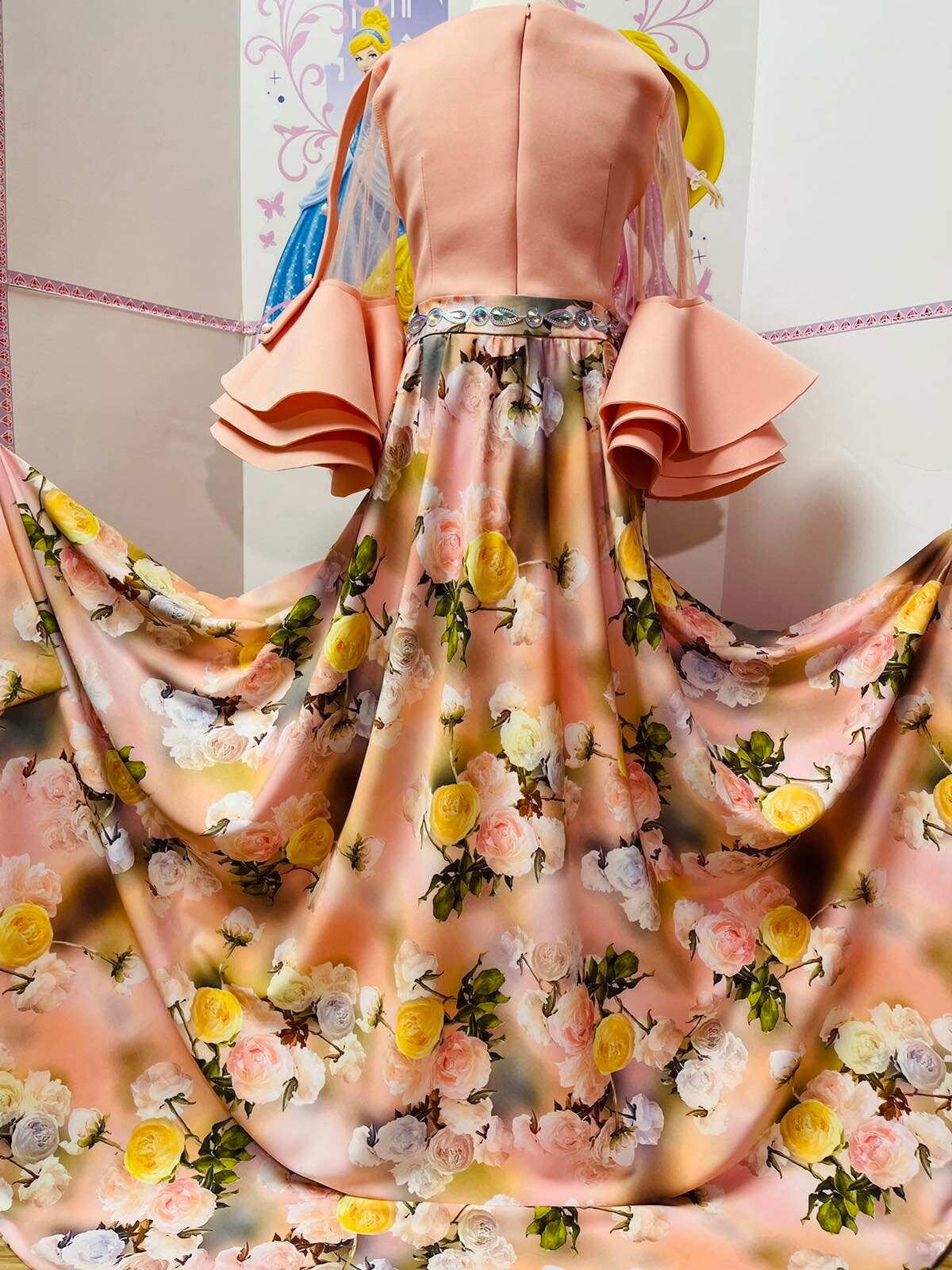 Peach jumpsuit with skirt Pageant runway outfit Girls neoprene | Etsy