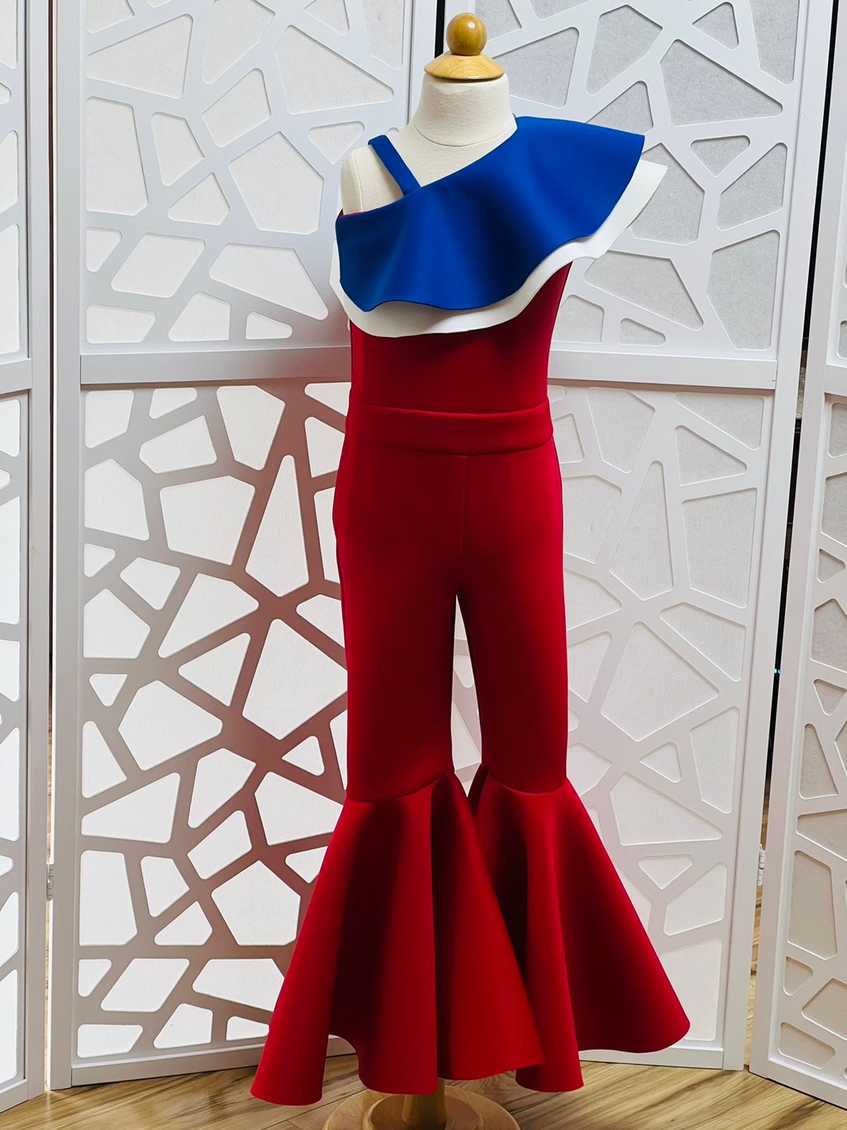 Red White Blue Jumpsuit Pageant Fun Fashion Girls Neoprene Scuba ...