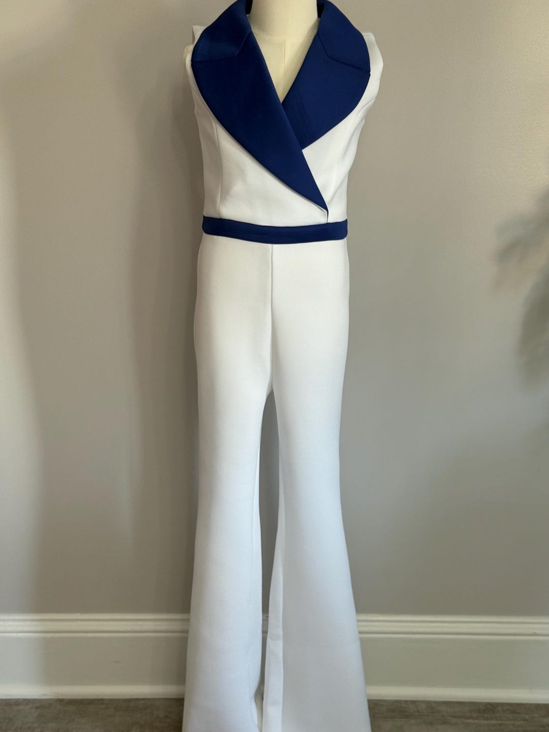 Royal Blue White Interview Outfit Pageant Unique Neoprene Jumpsuit ...