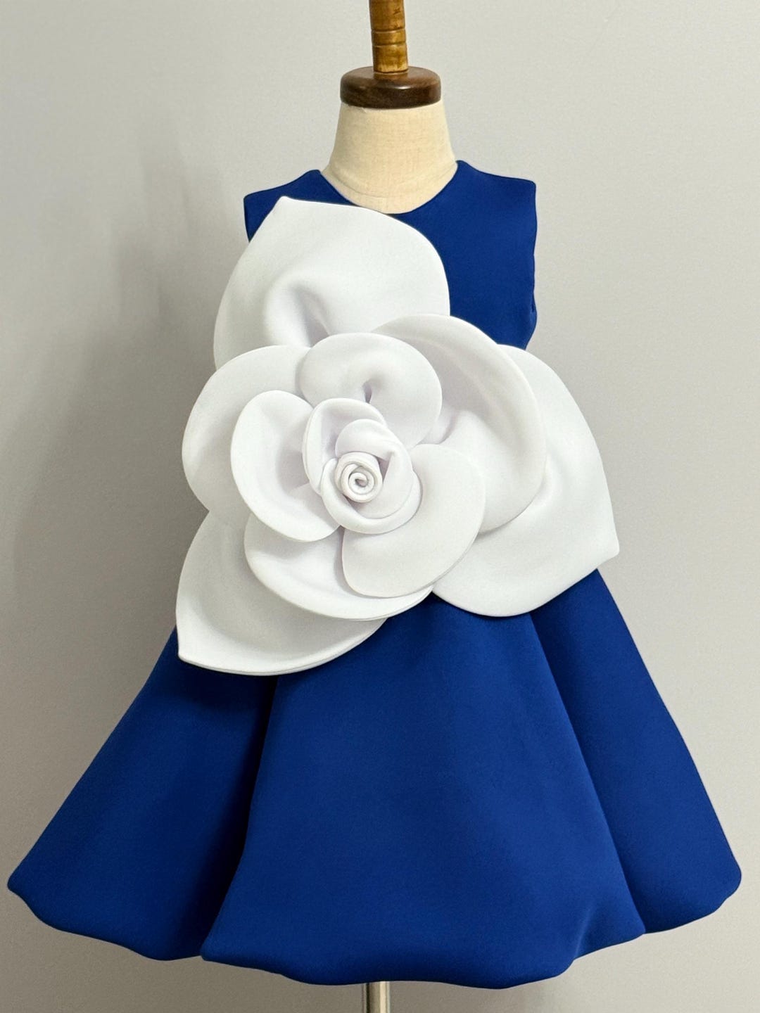 Blue White Interview Pageant Dress With Flower Girls Scuba Unique ...