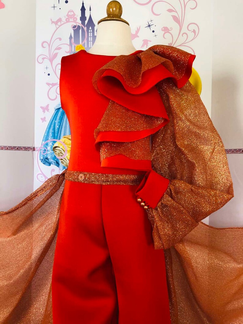 Orange Sparkly Jumpsuit Pageant Runway Outfit Girls Neoprene | Etsy