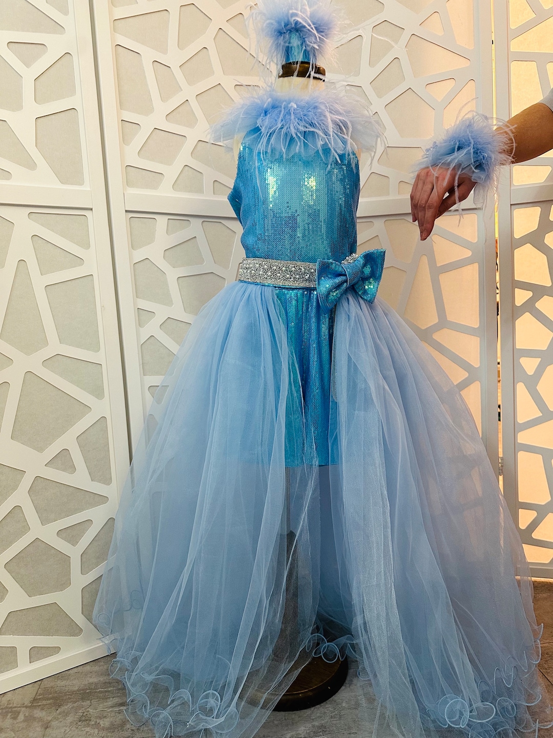 Fun Fashion Sequins Light Blue Girls Outfit Pageant Runway Pageant ...