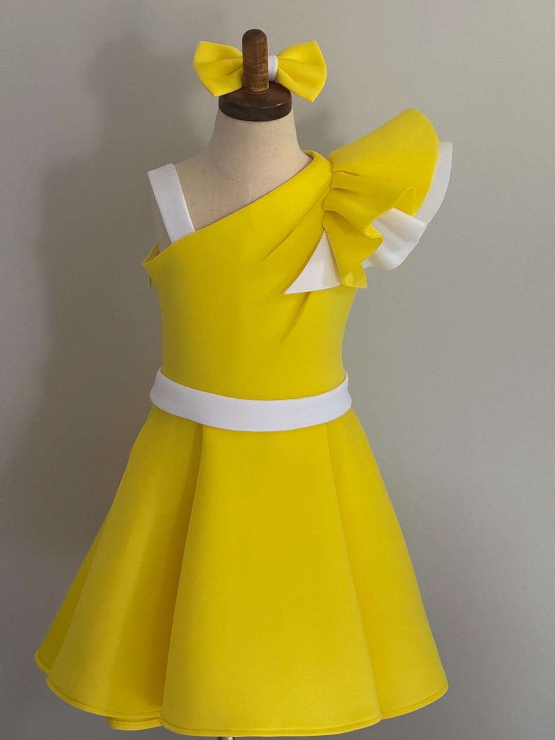 Yellow Interview Dress Pageant Yellow Cocktail Girls Neoprene Scuba ...