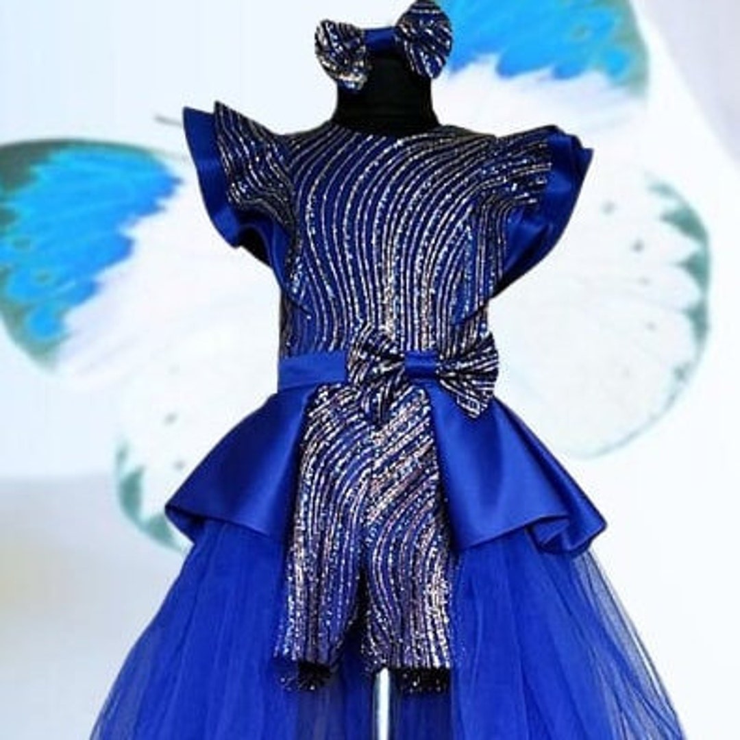 Fun Fashion Sparkly Royal Blue Girls Outfit Pageant Runway Pageant ...