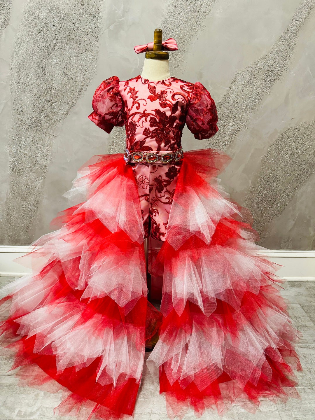 Fun Fashion Tulle Red White Girls Outfit Pageant Runway Pageant Outfit ...