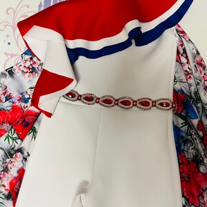 Red White Blue Jumpsuit With Cape Pageant Fun Fashion Girls Neoprene ...