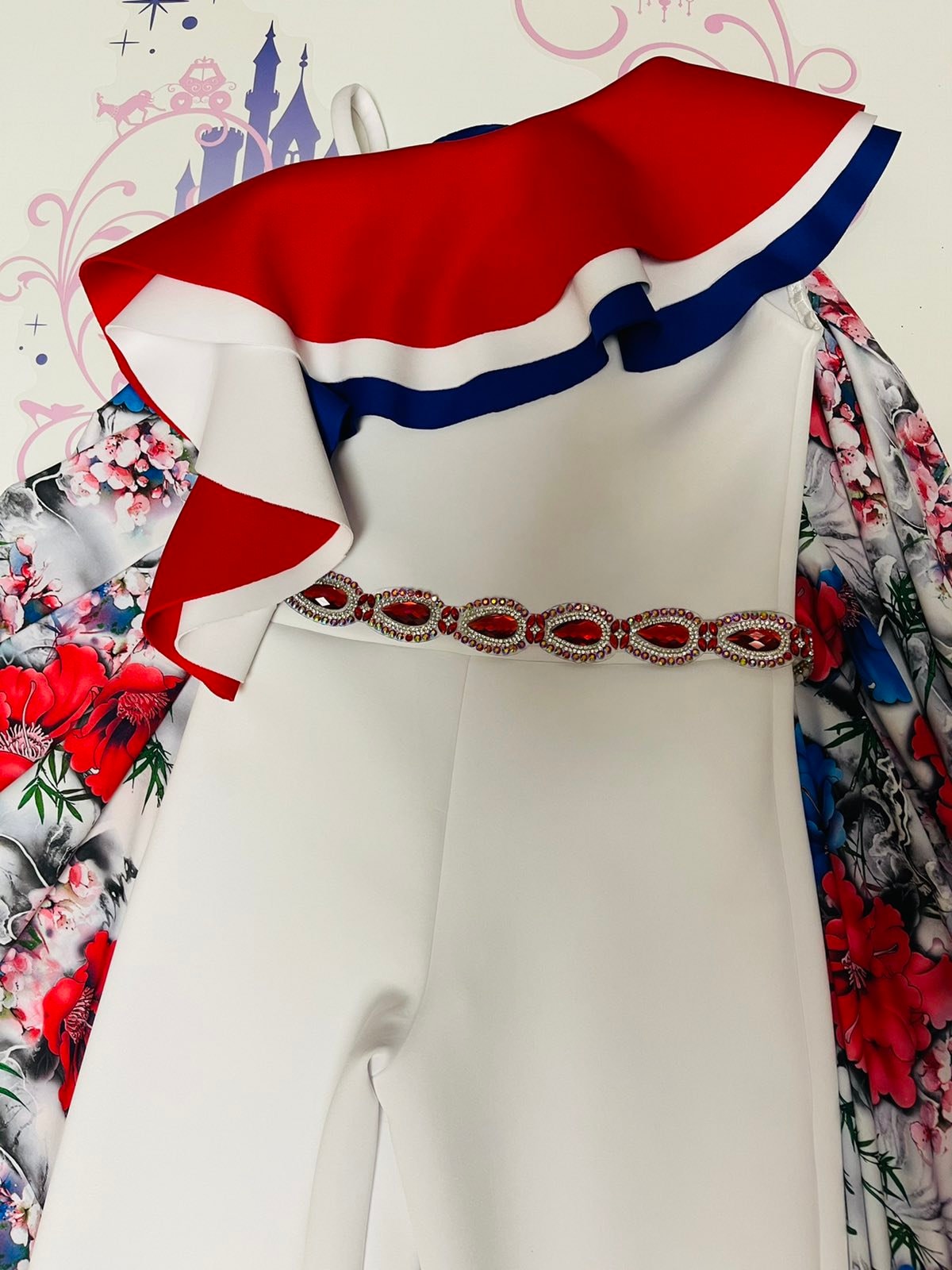 Red White Blue Jumpsuit With Cape Pageant Fun Fashion Girls Neoprene ...