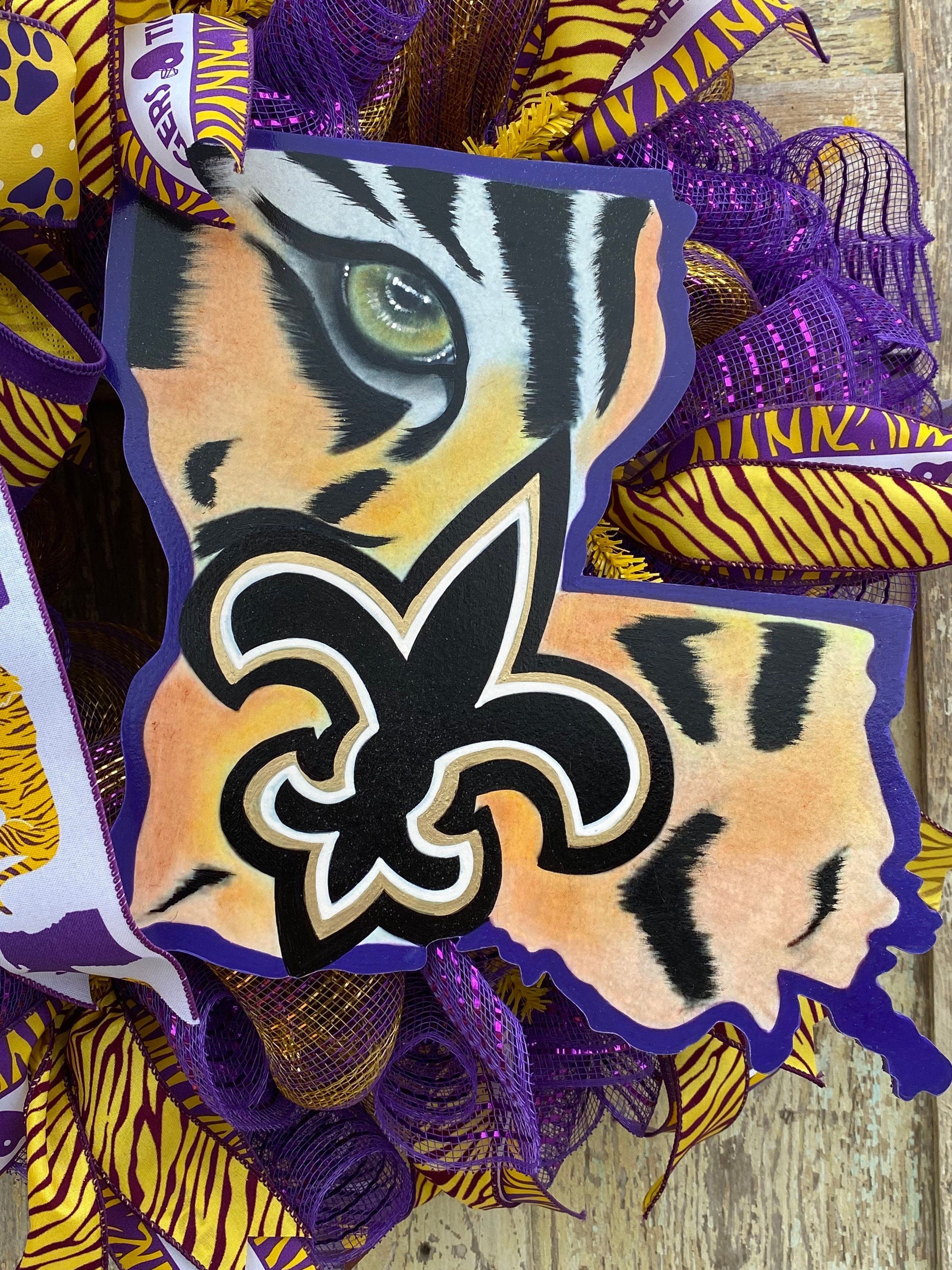 LSU Wreath, LSU Fan Gift, Lsu Football, Front Door Wreath, Purple and ...