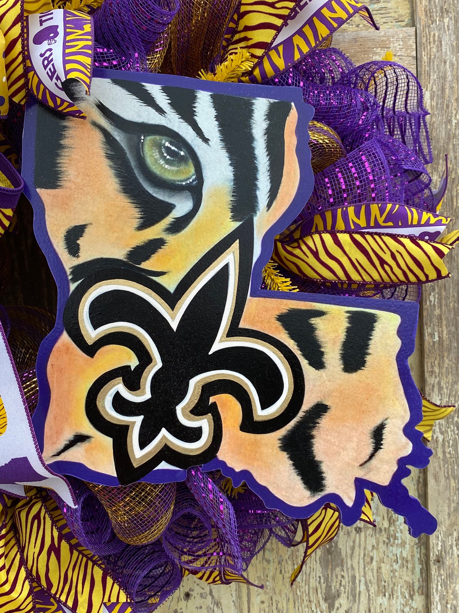 LSU Tigers Wreath: Purple and Gold Front Door Decor - Etsy
