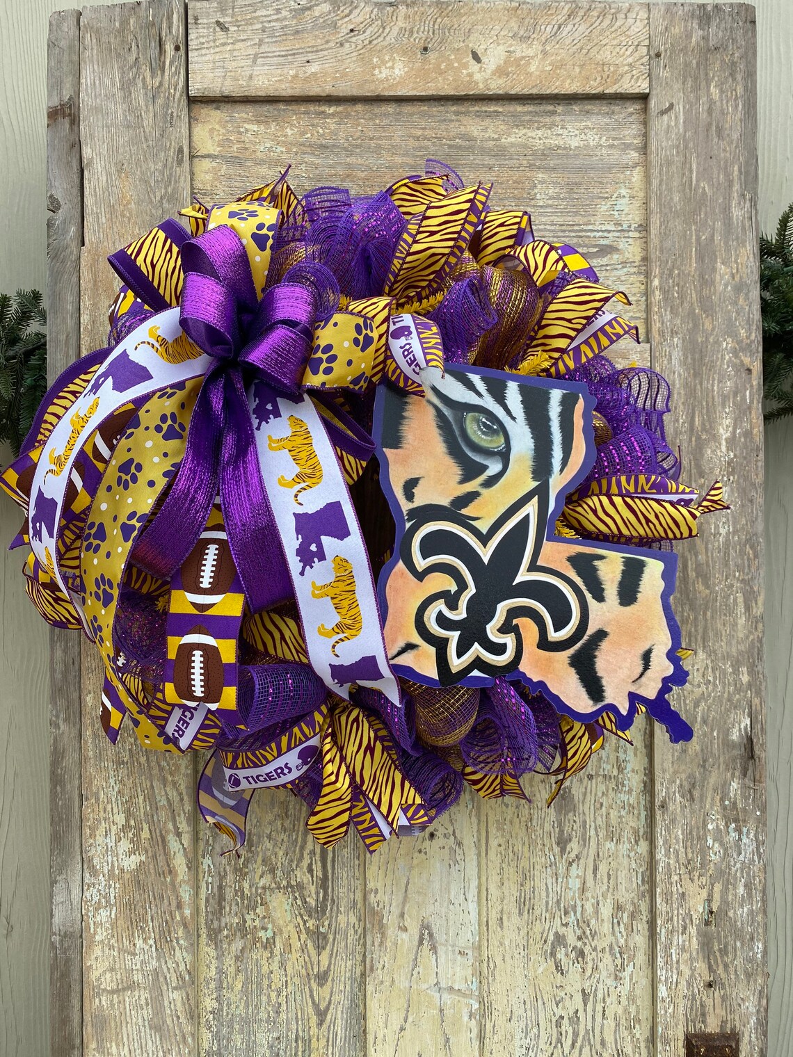 LSU Tigers Wreath: Purple and Gold Front Door Decor - Etsy