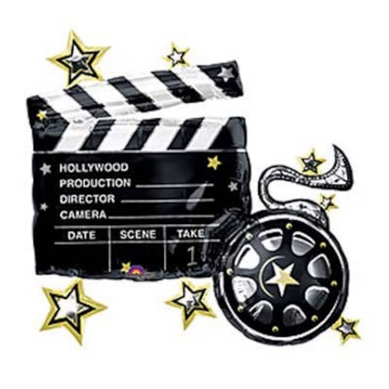 Action! Hollywood Clapper and Film Movie Reel Super Shape Mylar Foil ...