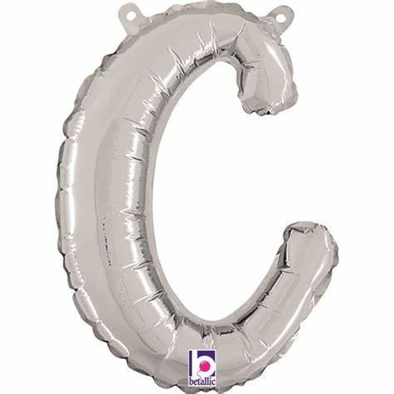 14" Inch Script Foil Balloon Letter C - Silver - Etsy