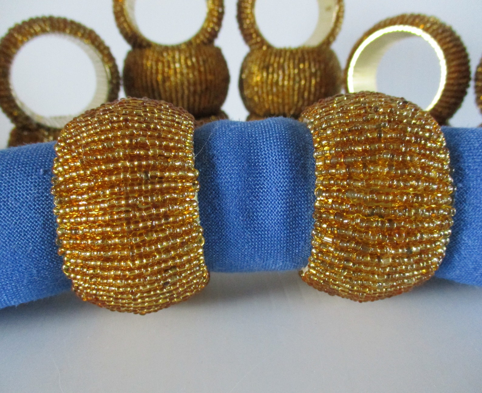 Gold Beaded Napkin Rings Set of 16 Vintage Holiday Napkin - Etsy