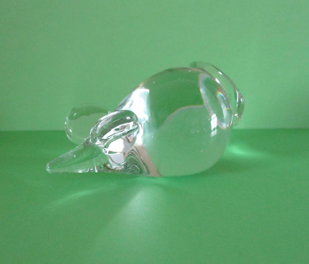 Art Glass Mouse Paperweight, Vintage Clear Glass Mouse Figurine - Etsy