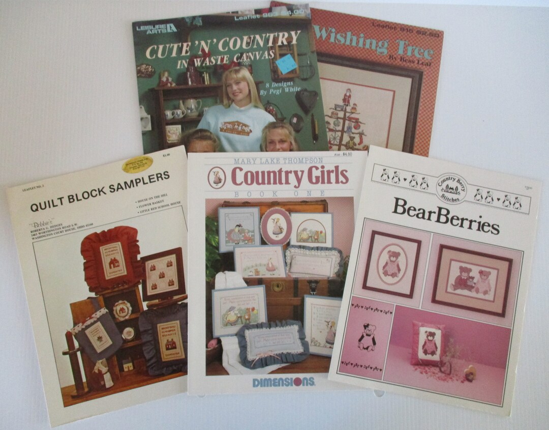 Set of 5 Vintage Cross Stitch Pattern Leaflets, Booklets - Etsy