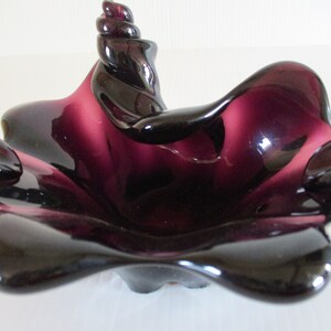 Vintage Deep Purple Art Glass Sea Shell Ashtray, Purple Glass Bowl ...