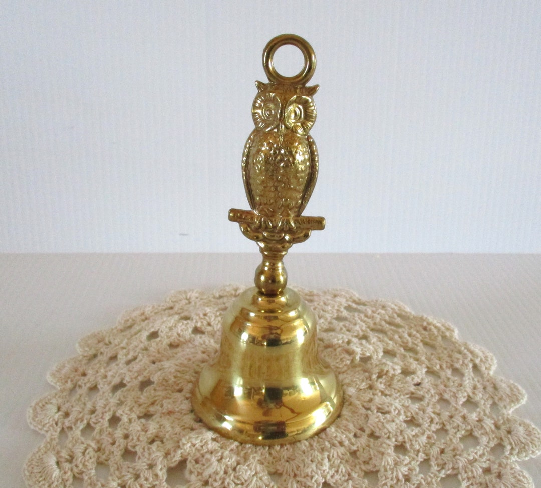 Vintage Brass Owl Bell, Small Brass Hand Bell - Etsy
