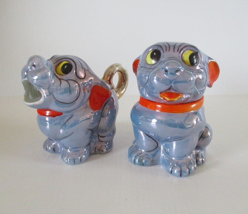 Vintage Bonzo the Dog Blue Lusterware Sugar Bowl and Creamer - Etsy