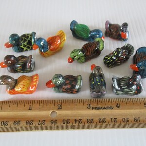 Set of 12 Miniature Duck Figurines, Vintage Small Colorful Ducks ...