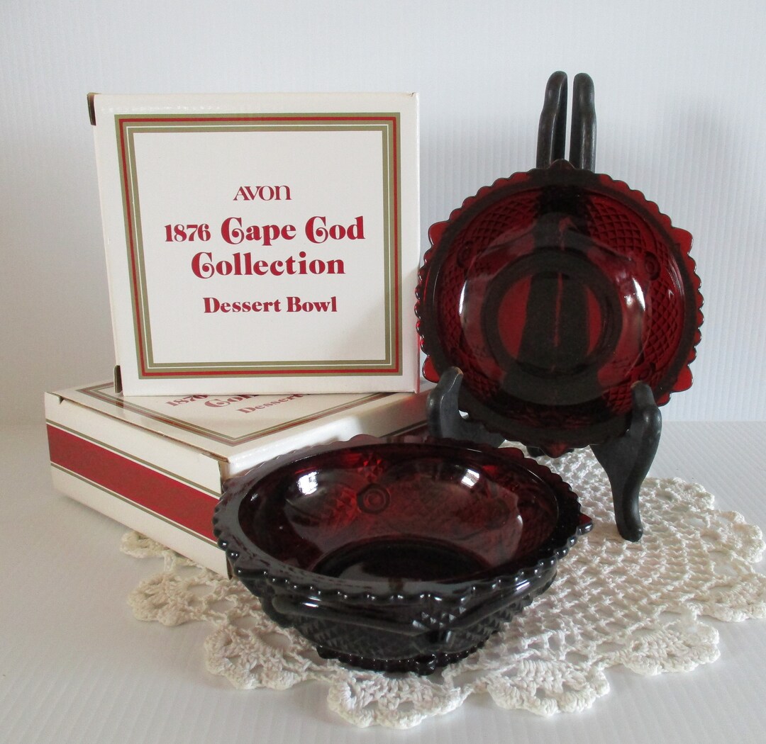 Vintage Avon Ruby Red Glass Dessert Bowls, Set of 2 Bowls, Cape Cod ...