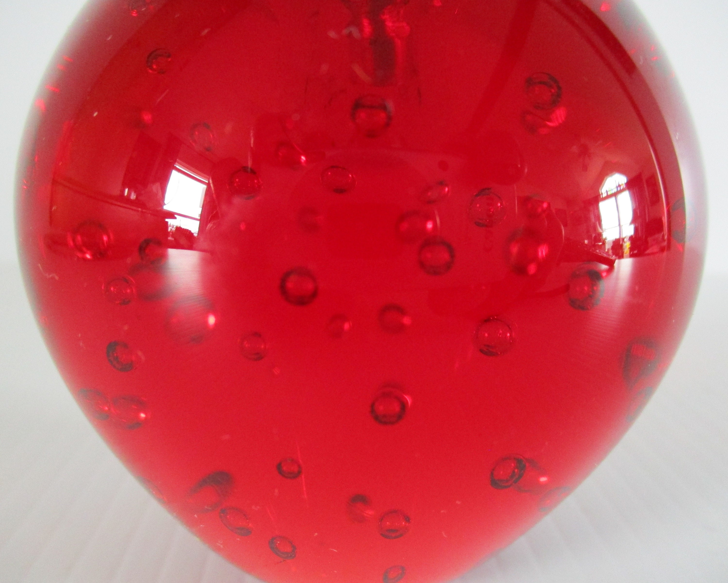 Control Bubble Art Glass Apple Paperweight Vintage Red Glass - Etsy
