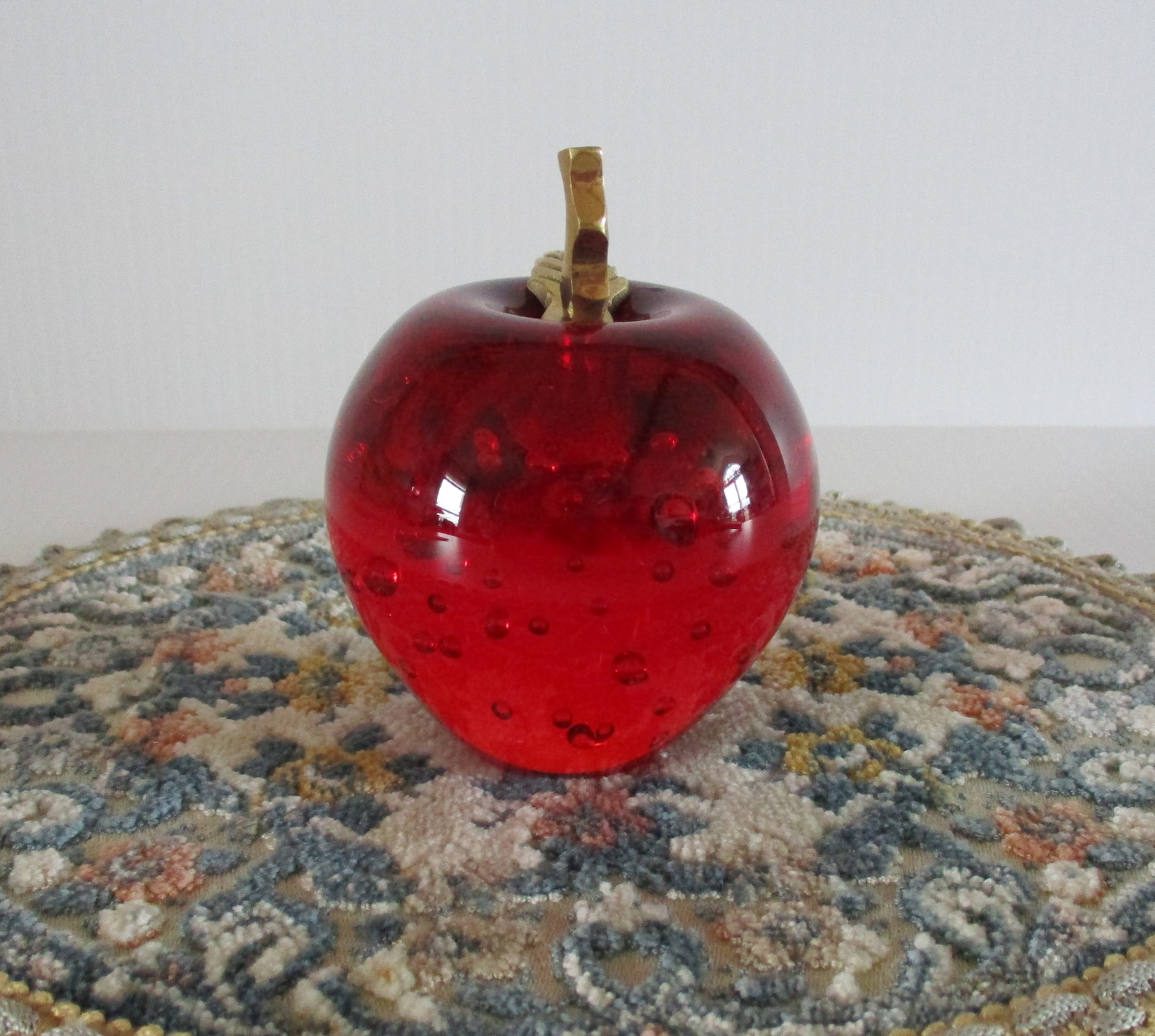 Control Bubble Art Glass Apple Paperweight Vintage Red Glass - Etsy