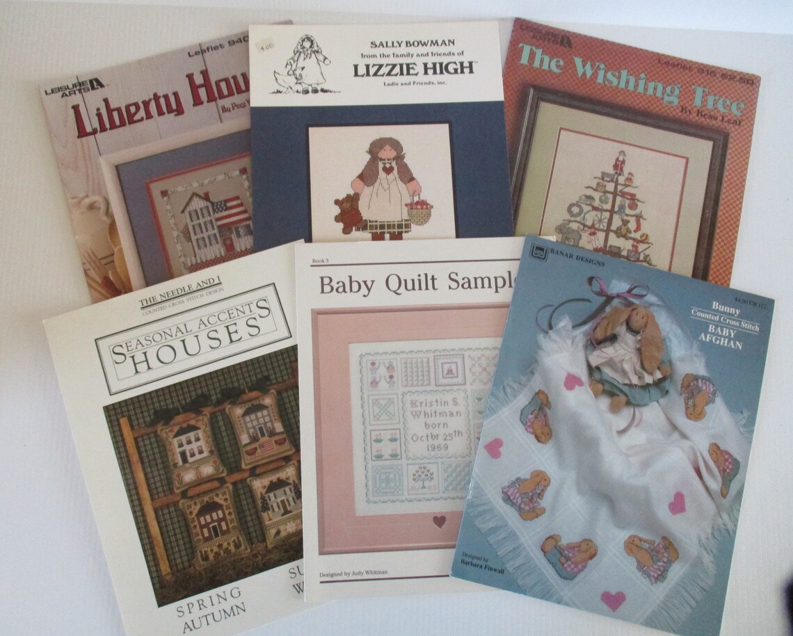 Set of 6 Vintage Cross Stitch Pattern Leaflets, Booklets, Samplers ...