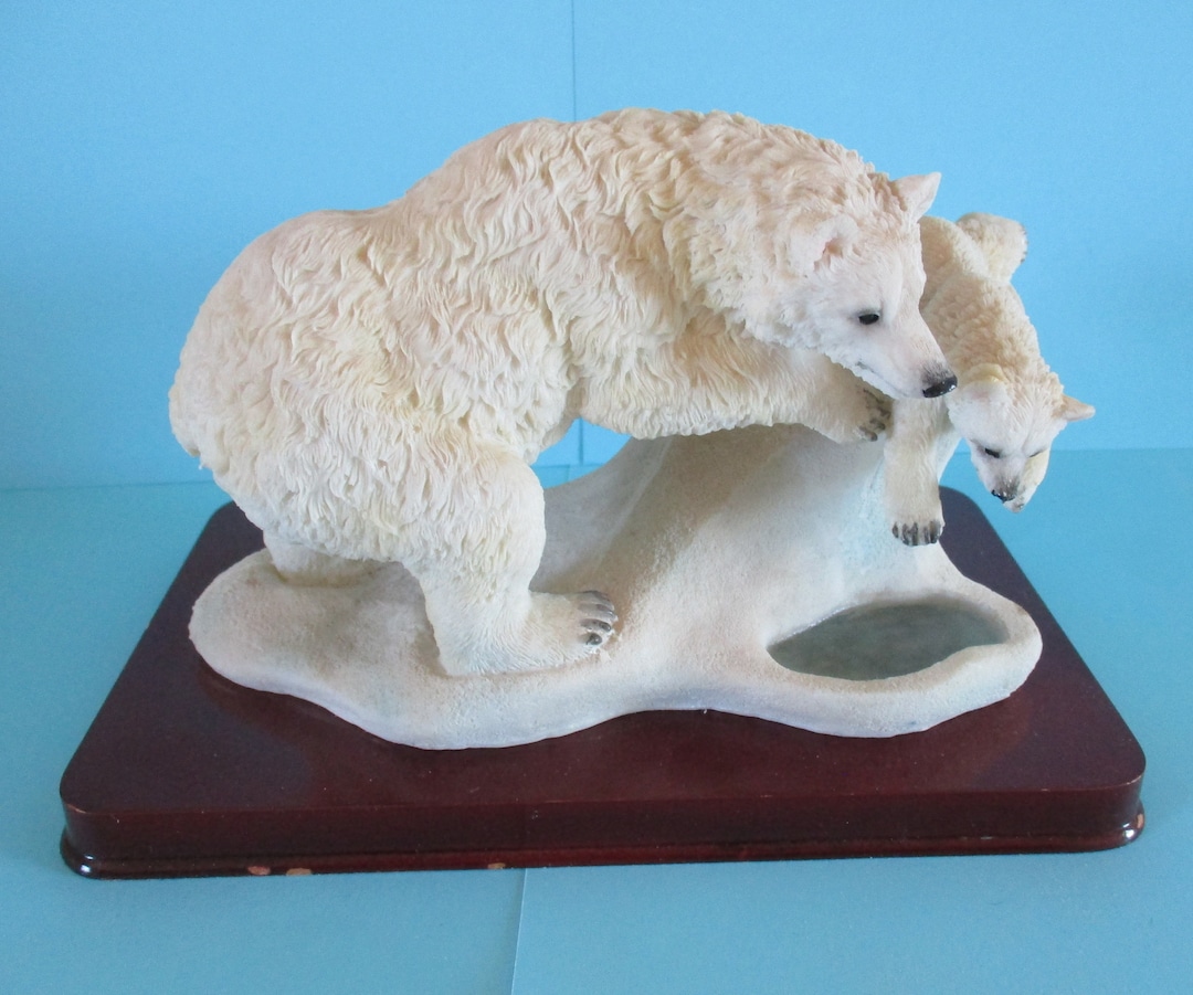 Polar Bear and Cub Figurine, Resin Bear Figurine, Alaska Wildlife, as ...