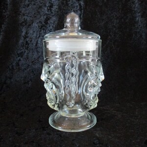 Vintage Two Faced Large Tiki Glass With Lid, Glass Tiki Jar Candy Dish ...