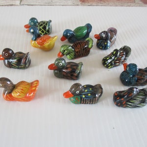 Set of 12 Miniature Duck Figurines, Vintage Small Colorful Ducks ...