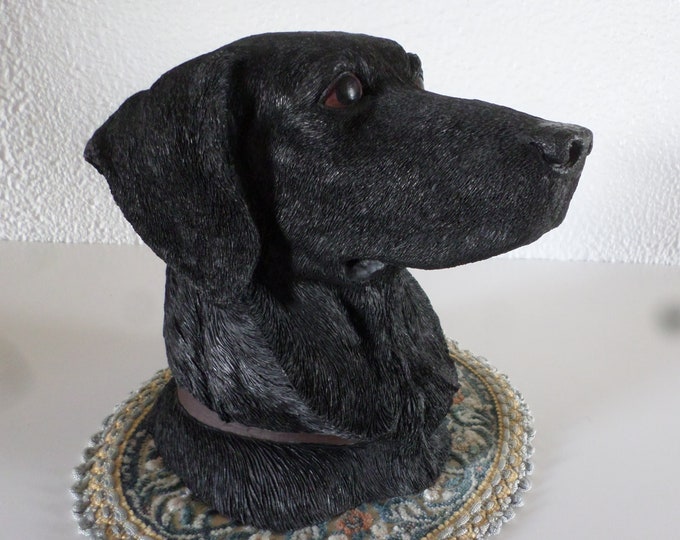 Vintage Black Labrador Head, Dog Bust, 1983 Miranda Richardson, Aus Ben ...