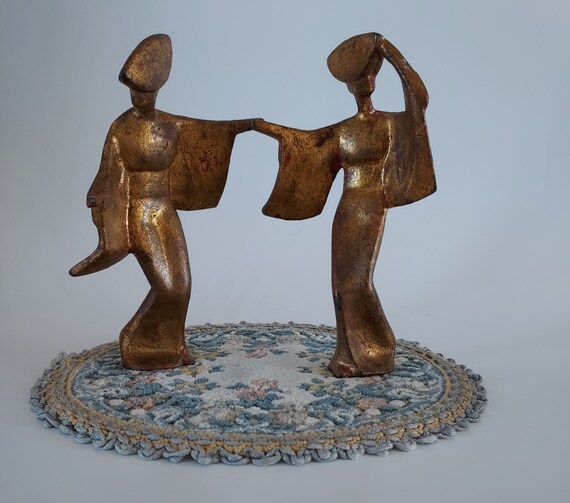 Vintage Cast Iron Geisha Dancing Girls Set of 2 | Etsy