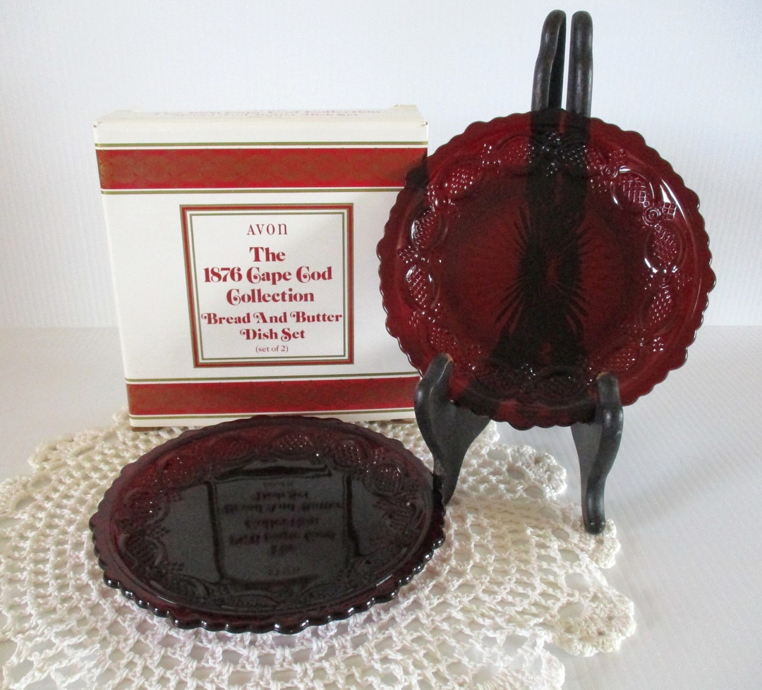 Vintage Avon Ruby Red Glass Bread and Butter Plates, Set of 2 Plates ...