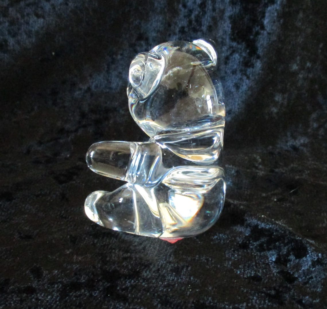 Vintage Miniature Oneida Crystal Teddy Bear Figurine, Small Glass Teddy ...