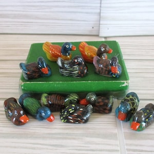 Set of 12 Miniature Duck Figurines, Vintage Small Colorful Ducks ...