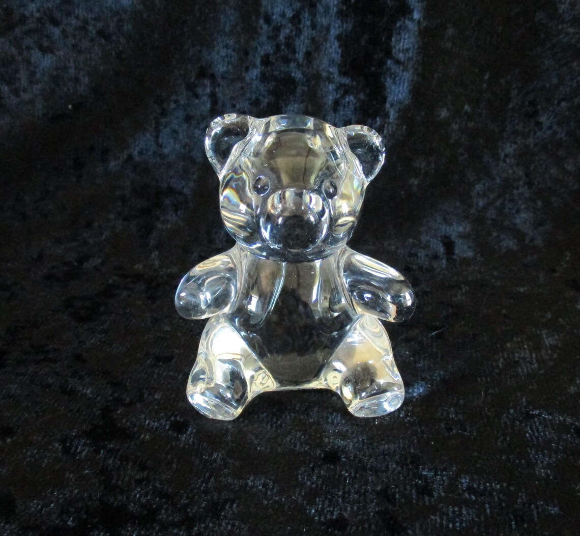 Vintage Miniature Oneida Crystal Teddy Bear Figurine, Small Glass Teddy ...