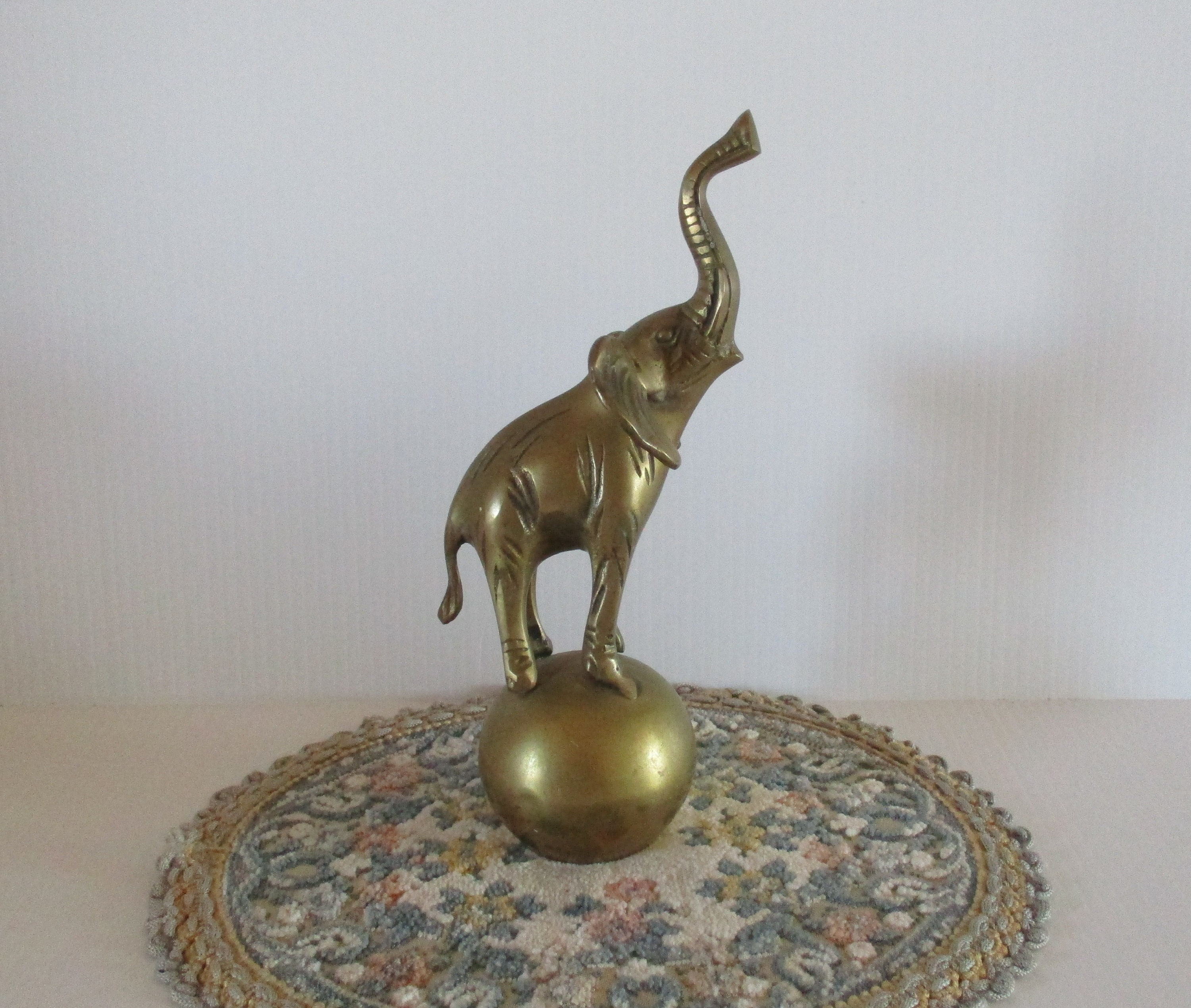Vintage Brass Elephant Figurine, Circus Elephant Balancing on Ball - Etsy