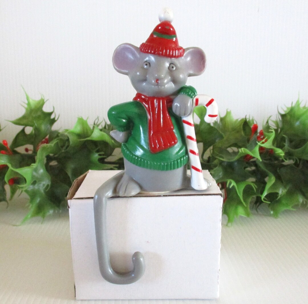 Vintage Plastic Mouse Stocking Holder, Christmas Stocking Hanger ...