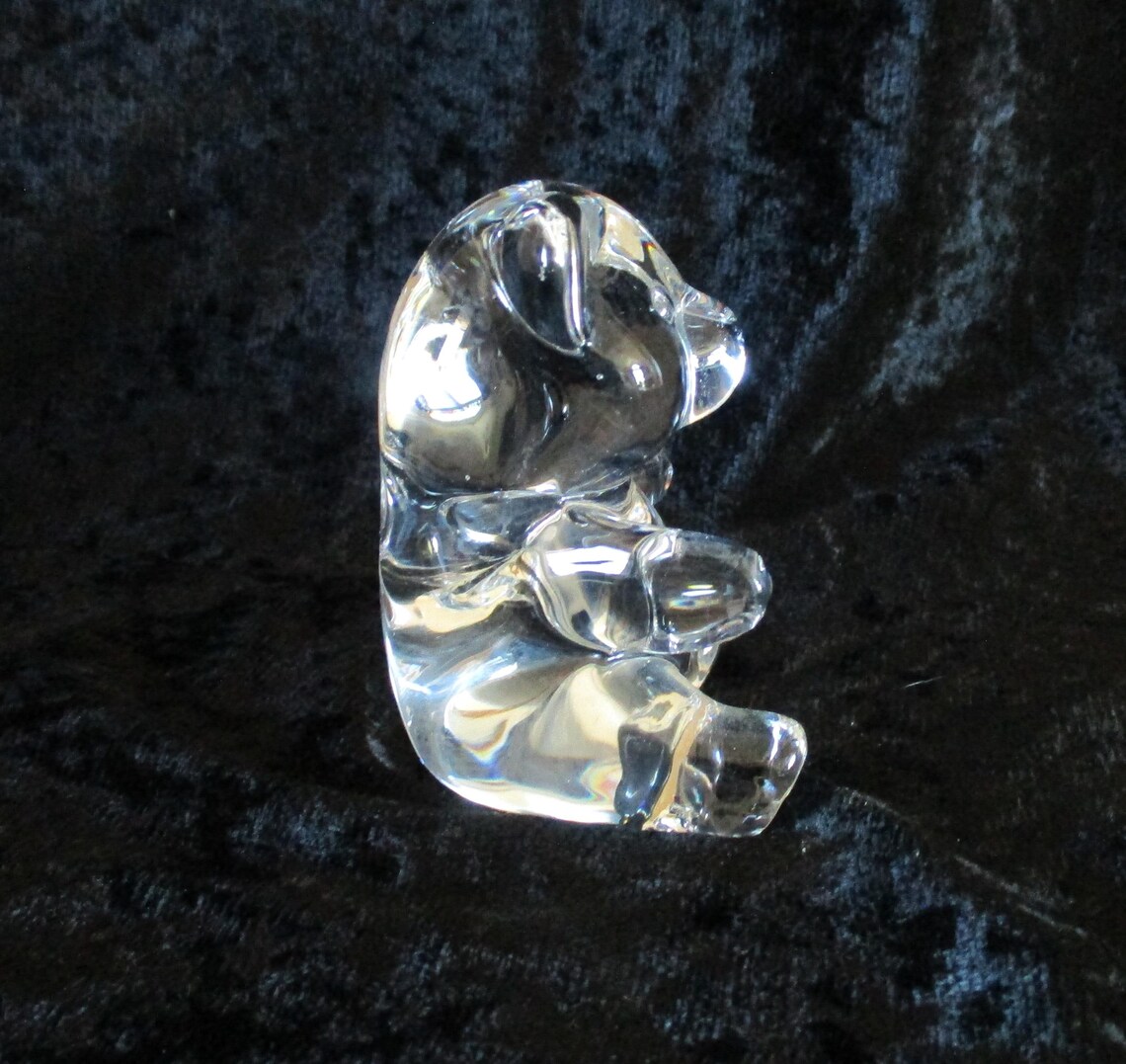 Vintage Miniature Oneida Crystal Teddy Bear Figurine, Small Glass Teddy ...