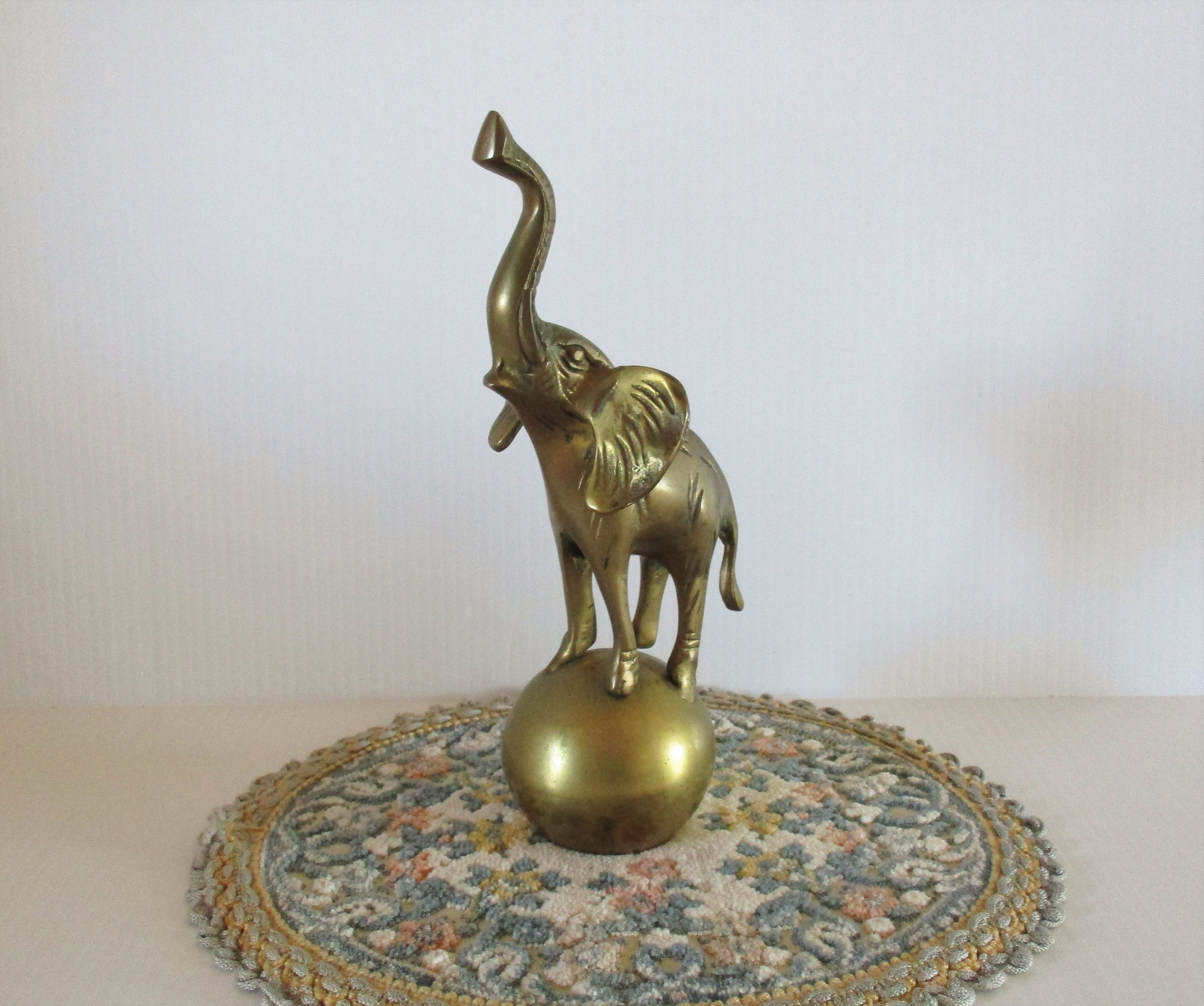 Vintage Brass Elephant Figurine, Circus Elephant Balancing on Ball - Etsy