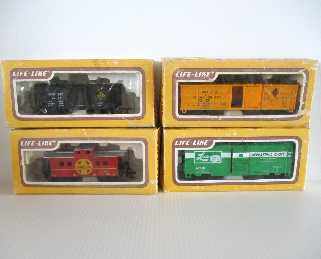Set of 4 Life Like Model Train Cars, HO Scale, Vintage Railroad Cars - Etsy