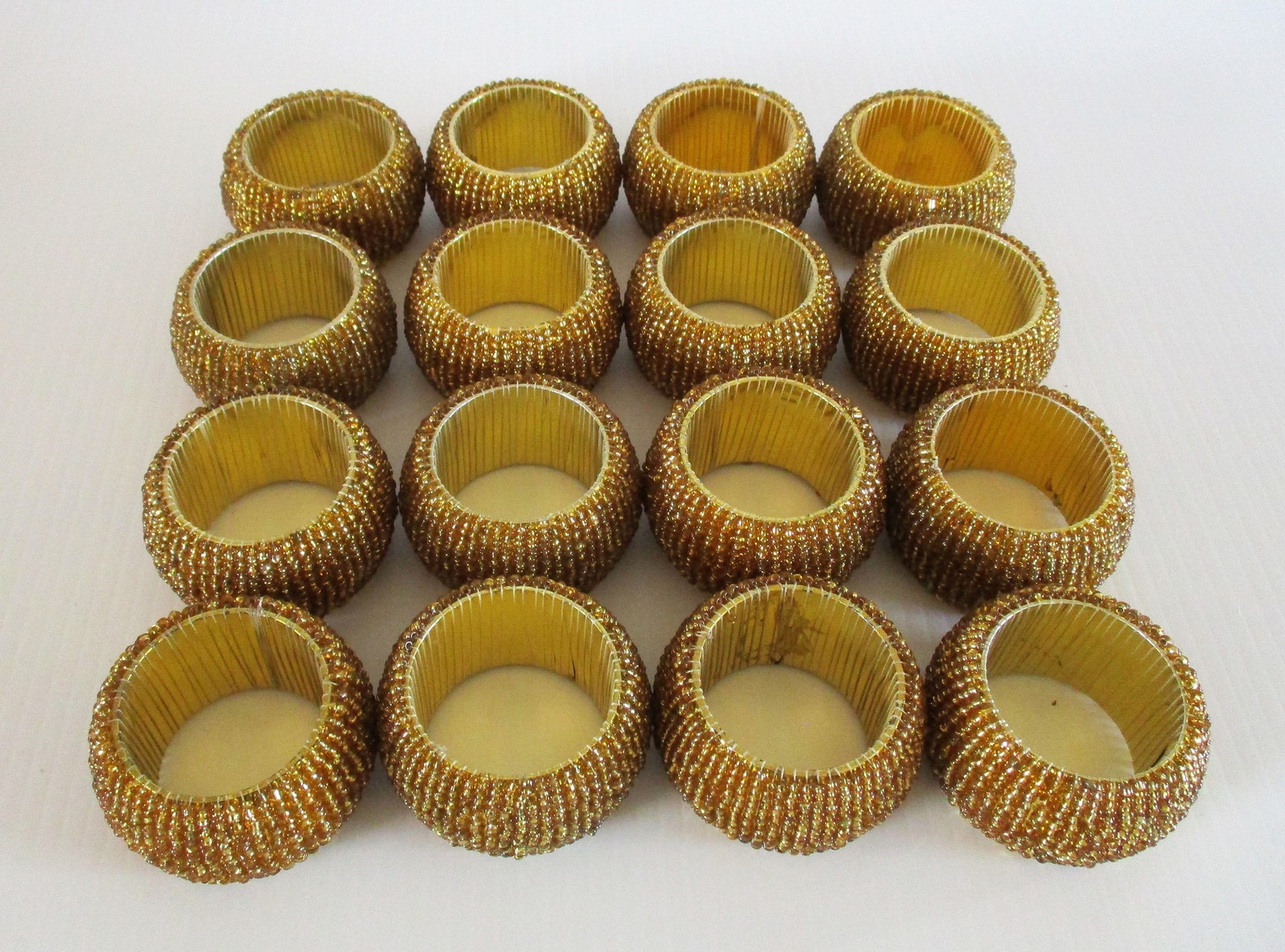 Gold Beaded Napkin Rings Set of 16 Vintage Holiday Napkin - Etsy
