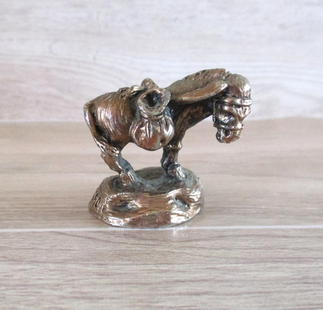Vintage Miniature Burro Figurine, Small Metal Donkey, Bouvier DE 1990 ...